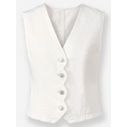 WITT Damen Jeansweste mit Wellenkante, ecru, Gr&ouml;&szlig;e 50