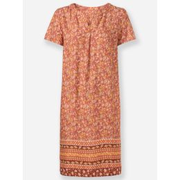 WITT Damen Druckkleid mit Bl&uuml;mchen- und Bord&uuml;renmuster, papaya-rotbraun-bedruckt, Gr&ouml;&szlig;e 52