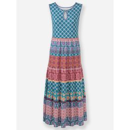 WITT Damen Stufenkleid mit Ornament-Druck, jeansblau-kirsche-bedruckt, Gr&ouml;&szlig;e 46