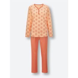 w&auml;schepur w&auml;schepur Damen Schlafanz&uuml;ge mit Kontrastpaspel, kalkmint + papaya, Gr&ouml;&szlig;e 36/38
