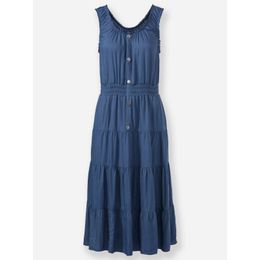 WITT Damen Stufenkleid mit Smok-Einsatz, jeansblau, Gr&ouml;&szlig;e 46