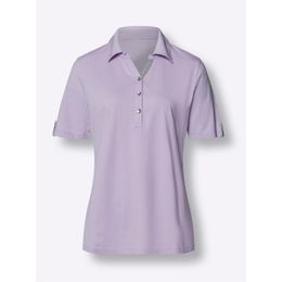 WITT Damen Poloshirt mit Kontrasten, flieder, Gr&ouml;&szlig;e 46