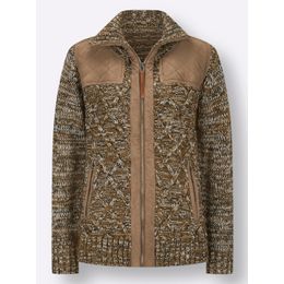 WITT Damen Strickjacke , hinten glatt gestrickt, braun-meliert, Gr&ouml;&szlig;e 46