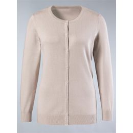 WITT Damen Strickjacke aus reiner Baumwolle, beige, Gr&ouml;&szlig;e 44