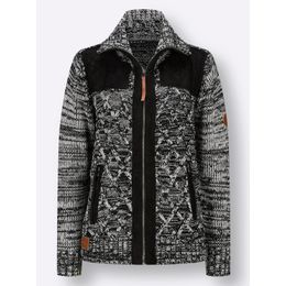 WITT Damen Strickjacke , hinten glatt gestrickt, schwarz-meliert, Gr&ouml;&szlig;e 38