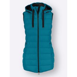 WITT Damen Steppweste mit abzippbarer Kapuze, aquapetrol, Gr&ouml;&szlig;e 44
