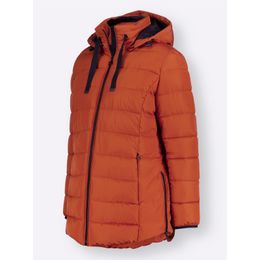 WITT Damen Steppjacke mit elastischer Kontrast-Paspelierung, rostrot, Gr&ouml;&szlig;e 44