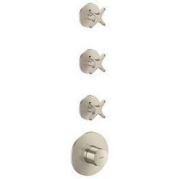 Hansgrohe AXOR One Thermostatmodul 48713820 Unterputz, 3 Verbraucher, mit Kreuzgriff, brushed nickel