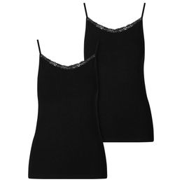 Urban Classics Ladies Basic Tank Top Cotton Lace 2-Pack ' ' Damen Gr&ouml;&szlig;e XL schwarz