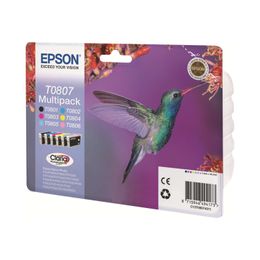 6er Original Multipack Set f&uuml;r Epson C13T08074011 / T0807 Stylus Photo PX 650 Druckerpatronen