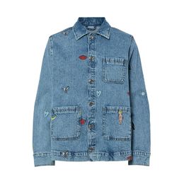 Pieces Jacke 'PCJidi' Damen Gr&ouml;&szlig;e XS blue denim / gelb / rosa / rot