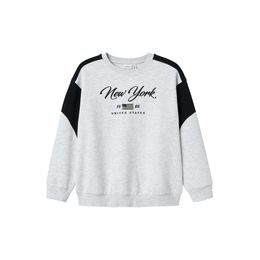 name it Sweatshirt 'NKMKERA' Jungen Gr&ouml;&szlig;e 146/152 hellgrau / schwarz