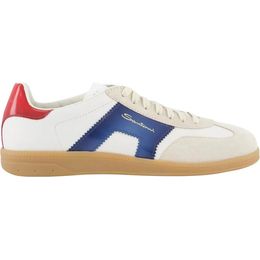 Santoni Low-Top Sneaker - Heren DBS Olympic Sneaker Wit/Blauw - Gr. UK_8 - in Wei&szlig; - f&uuml;r Damen