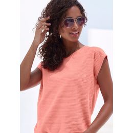 Vivance T-Shirt 'mit modischer Streifenstruktur' peach Gr. 36/38 für Damen. Mit Rundhals. Bequem. Nachhaltig.