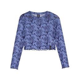Santa Cruz Top "Delfino Flower Mesh Crop LS" in Blau | Gr.: 14