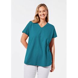 GOLDNER Shirt mit V-Ausschnitt in t&uuml;rkis | Gr.: 62/64