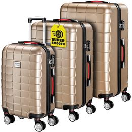 Monzana Hartschalenkoffer-Set Exopack 3-tlg Champagner ABS