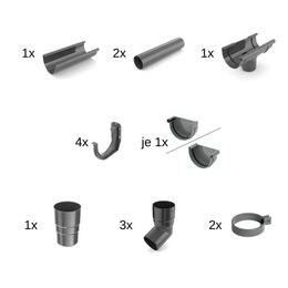 Regenrinne Set, Dachrinne 2m, graphit, System 75, Boni