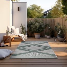 ELLE DECORATION Teppich &raquo;Rhombus, In- und Outdoor&laquo; rechteckig 5 mm H&ouml;he Flachgewebe, In-& Outdoor, Modern, Wendeteppich, Balkon, Wohnzimmer gr&uuml;n 