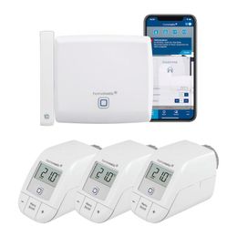 homematic IP Heizk&ouml;rperthermostat &raquo;Access Point + 3x Thermostat basic + Fenster-T&uuml;rkontakt optisch&laquo; Wei&szlig; Leuchtendes homematic IP Symbol...