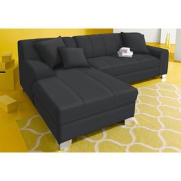 DOMO collection Ecksofa »Turah incl. Zierkissen, moderne Steppung, auch in Leder« wahlweise mit Bettfunktion, Schlafsofa, B/T/H: 239/152/75 cm,...