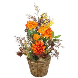 I.GE.A. Kunstblume »Blumenarrangement 'Dahlien'« Im Topf Künstliche Blumen Deko Gesteck Herbstdeko Kunstpflanze gelb/orange