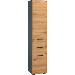 Inosign Hochschrank »Skara« 3 verstellbaren Einlegeböden hinter den Türen, Breite 38cm, Höhe 180cm anthrazit/artisan eichefb. anthrazit/Rückwand...