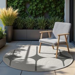 Hanse Home Outdoorteppich &raquo;Bowen Wendeteppich&laquo; rund 5 mm H&ouml;he In und Outdoor, Flachgewebe, wetterfest, pflegeleicht, robust Schwarz, Wei&szlig;...