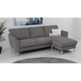 Home Affaire Ecksofa »MARSEILLE (242/152cm), L-Form, Rec. rechts/links« Massivholzbeine aus Eiche, in verschieden Bezügen und Farbvarianten dark grey
