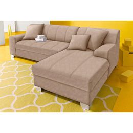DOMO collection Ecksofa »Turah incl. Zierkissen, moderne Steppung, auch in Leder« wahlweise mit Bettfunktion, Schlafsofa, B/T/H: 239/152/75 cm,...