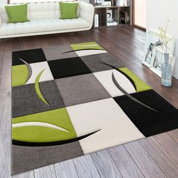 Paco Home Teppich &raquo;Diamond 665&laquo; rechteckig 17 mm H&ouml;he Karo Muster, 3D-Design, auch als L&auml;ufer, Wohnzimmer, Schlafzimmer gr&uuml;n Obermaterial: 100%...