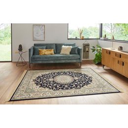 Hanse Home Teppich &raquo;Antik Nain&laquo; rechteckig 5 mm H&ouml;he Orientalisch mit Fransen, Orient, Wohnzimmer, Schlafzimmer, Esszimmer blau Viskose