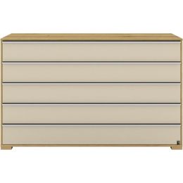 Musterring Schubkastenkommode &raquo;Savona Sideboard, W&auml;scheschrank, mit Schubladen, teilmassiv, 141 cm&laquo; Bianco-Eiche, mit Glas, mit Selbsteinzug und D&auml;mpfung, MADE 