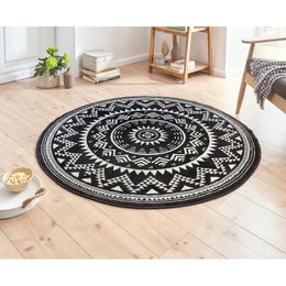 Hanse Home Teppich &raquo;Valencia&laquo; rund 9 mm H&ouml;he Kurzflor, Modern, Vintage, Mandala, Wohnzimmer, Kinderzimmer, Flur schwarz Kunstfaser