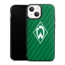 DeinDesign iPhone 13 Mini Handy Slim Case extra d&uuml;nn Silikon Handyh&uuml;lle schwarz H&uuml;lle Carbon Official Licensed Product Sv Werder Bremen Silikon Slim Case