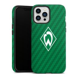 DeinDesign iPhone 13 Pro Max Handy Panzer Handyh&uuml;lle robuste Outdoor H&uuml;lle Schutzh&uuml;lle matt Carbon Official Licensed Product Sv Werder Bremen Tough Case
