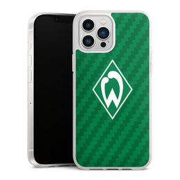 DeinDesign iPhone 13 Pro Max Handy Silikon H&uuml;lle Case transparent Handyh&uuml;lle Carbon Official Licensed Product Sv Werder Bremen Silikon Case
