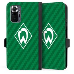 DeinDesign Xiaomi Redmi Note 10 Pro Handy Klapph&uuml;lle Handyh&uuml;lle aus Kunst Leder schwarz Flip Case Carbon Official Licensed Product Sv Werder Bremen Sideflip mit 