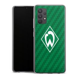 DeinDesign Galaxy A32 4G Handy Silikon H&uuml;lle Case transparent Handyh&uuml;lle Carbon Official Licensed Product Sv Werder Bremen Silikon Case
