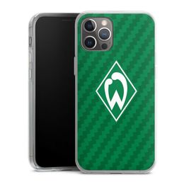 DeinDesign iPhone 12 Pro Max Handy Silikon H&uuml;lle Case transparent Handyh&uuml;lle Carbon Sv Werder Bremen Official Licensed Product Silikon Case