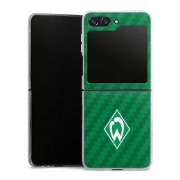 DeinDesign Galaxy Z Flip 5 Handy Hard Case Schutzh&uuml;lle transparent Smartphone Handy H&uuml;lle Carbon Official Licensed Product Sv Werder Bremen Hard Case
