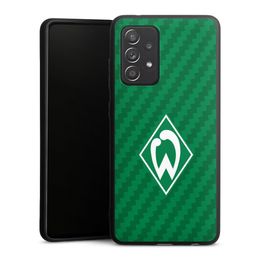 DeinDesign Galaxy A52s 5G Handy Premium Silikon H&uuml;lle Handyh&uuml;lle schwarz Case Carbon Official Licensed Product Sv Werder Bremen Silikon Premium Case