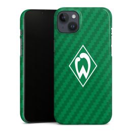 DeinDesign iPhone 14 Plus Handy Premium Case Smartphone Handyh&uuml;lle Schutzh&uuml;lle gl&auml;nzend Carbon Official Licensed Product Sv Werder Bremen Premium Case