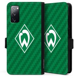 DeinDesign Galaxy S20 Handy Klapph&uuml;lle Handyh&uuml;lle aus Kunst Leder schwarz Flip Case Carbon Official Licensed Product Sv Werder Bremen Sideflip mit Lasche