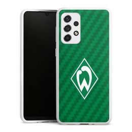 DeinDesign Galaxy A33 5G Handy Silikon H&uuml;lle Case wei&szlig; Handyh&uuml;lle Carbon Official Licensed Product Sv Werder Bremen Silikon Case