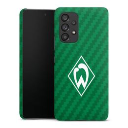 DeinDesign Galaxy A53 5G Handy Premium Case Smartphone Handyh&uuml;lle Schutzh&uuml;lle gl&auml;nzend Carbon Official Licensed Product Sv Werder Bremen Premium Case