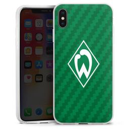 DeinDesign iPhone Xs Max Handy Silikon H&uuml;lle Case transparent Handyh&uuml;lle Carbon Official Licensed Product Sv Werder Bremen Silikon Case