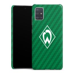 DeinDesign Galaxy A51 Handy Premium Case Smartphone Handyh&uuml;lle Schutzh&uuml;lle gl&auml;nzend Carbon Official Licensed Product Sv Werder Bremen Premium Case