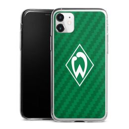 DeinDesign iPhone 11 Handy Slim Case Silikon Handyh&uuml;lle transparent H&uuml;lle extra d&uuml;nn Carbon Official Licensed Product Sv Werder Bremen Silikon Slim Case