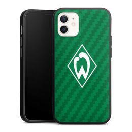 DeinDesign iPhone 12 mini Handy Premium Silikon H&uuml;lle Handyh&uuml;lle schwarz Case Carbon Official Licensed Product Sv Werder Bremen Silikon Premium Case